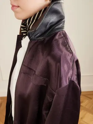 Maria Mcmanus Leather-trimmed Sateen Jacket - Purple