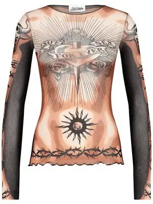 JEAN PAUL GAULTIER Safe Sex Tattoo Print Top