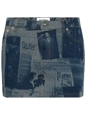 Jean Paul Gaultier Printed Mini Skirt - Denim