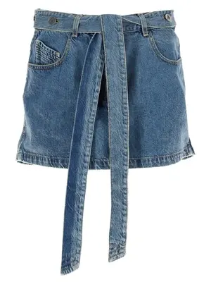 Attico Belted Skirt - Denim