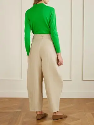 Polo Ralph Lauren Belted Pleated Linen Tapered Pants