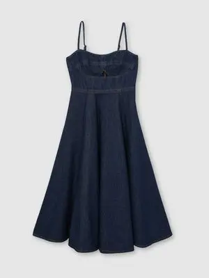 REISS Emma Denim Fit-and-flare Midi Dress