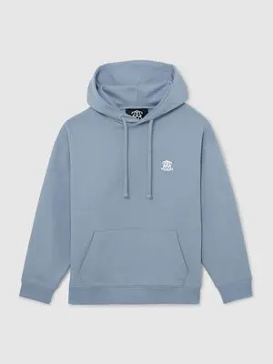 REISS Conlin Monogram Embroidered Relaxed Hoodie - Powder Blue