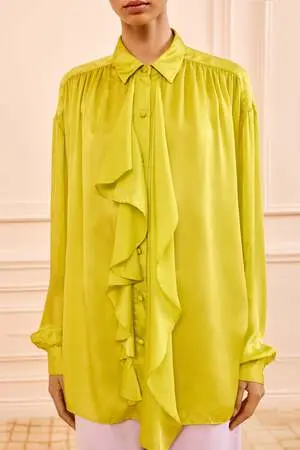 Ulla Johnson Gesture Silk Blouse - Chartreuse
