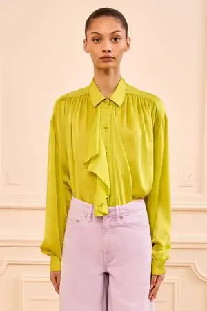 Ulla Johnson Gesture Silk Blouse - Chartreuse