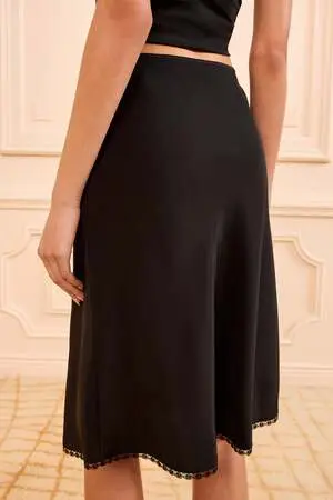 Ulla Johnson Isla Silk Slip Skirt - Noir
