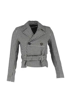 Alexander McQueen Gingham-checked Belted Blazer