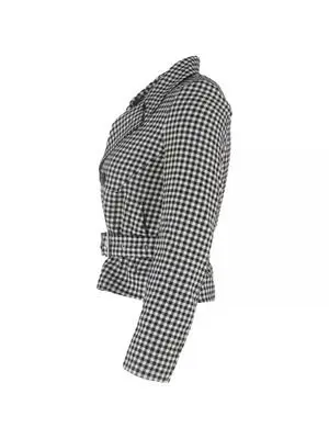 Alexander McQueen Gingham-checked Belted Blazer