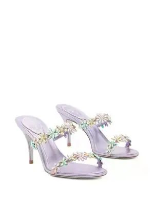 Rene Caovilla Eva Floral-detail Heeled Sandals - Purple