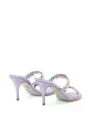 Rene Caovilla Eva Floral-detail Heeled Sandals - Purple
