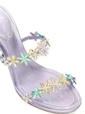 Rene Caovilla Eva Floral-detail Heeled Sandals - Purple