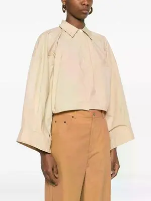 Erika Cavallini Cropped Wide-sleeve Shirt - Neutrals