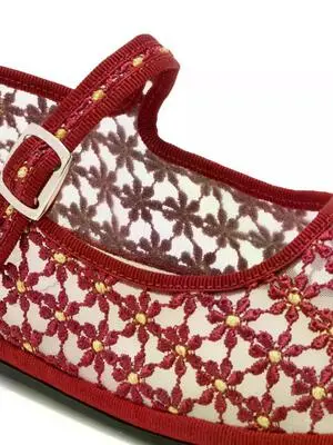 CAPULETTE Bambina Rubina Floral-embroidery Ballet Flats - Red