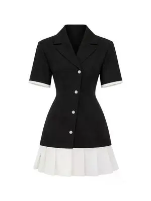 Manière De Voir Baya Pleated-skirt Blazer Mini Dress - Black