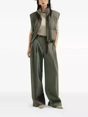 Brunello Cucinelli Ribbed Trim Top - Neutrals