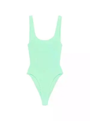 Hunza G Square-neck Crinkle One-piece Swimsuit - Green