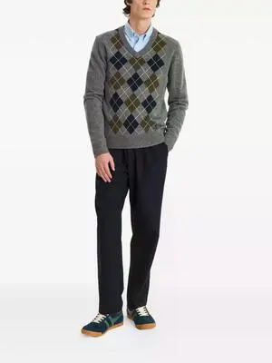 Pringle Of Scotland Argyle V-neck Sweater - Grey