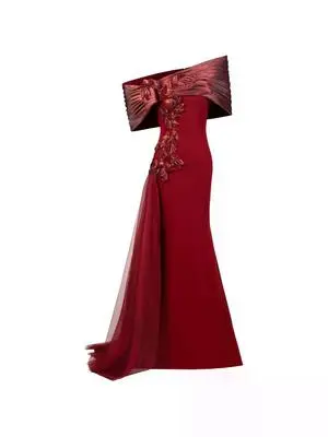 GABY CHARBACHY Floral Off-the-shoulder Gown