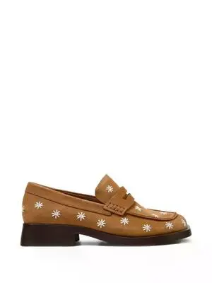Camper Dana Floral-embroidered Leather Loafers
