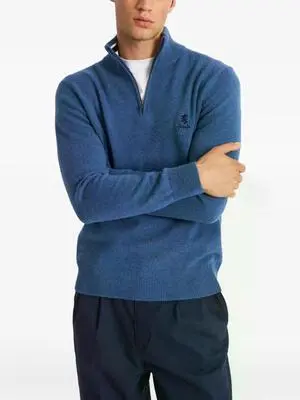 Pringle Of Scotland Zip Polo Shirt - Blue