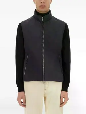 MOORER Zip-up Gilet - Blue
