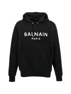 Balmain Long-sleeve Hoodie With Logo Detail - Black