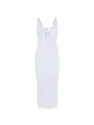 Erika Cavallini Tie-neck Ribbed Dress - Blue