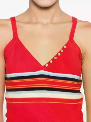Frankies Bikinis Striped Button Tank Top