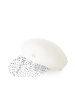 MAISON MICHEL Bonnie Veil Beret - White
