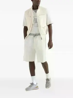 Brunello Cucinelli Cotton And Linen Mélange French Terry Bermuda Shorts With Logo