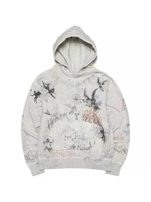 SAINT MXXXXXX Graphic-print Hoodie - Grey