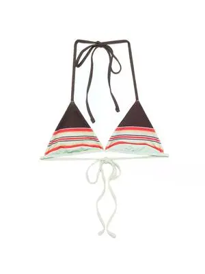 Frankies Bikinis Striped Triangle Bikini Top - Green