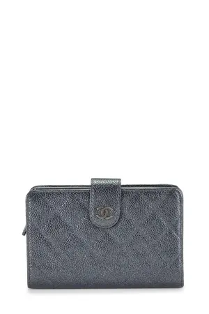 Chanel Iridescent Caviar Compact Wallet - Blue
