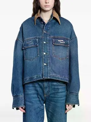 SSHEENA Contrasting-collar Denim Jacket