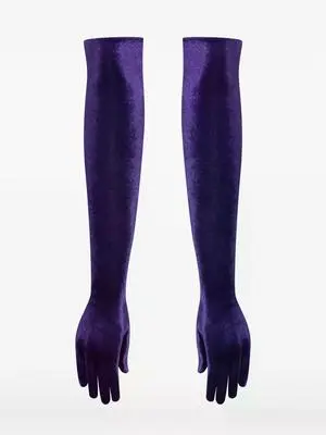 MAISON CLOSE Velvet-effect Opera Gloves - Purple