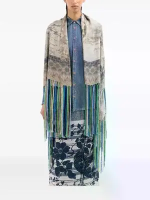 PIERRE-LOUIS MASCIA Tapestry Fringed Silk Scarf