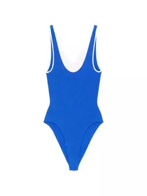Hunza G Textured Trim Swimsuit - Blue