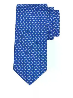 FERRAGAMO Printed Silk Neck Tie - Blue