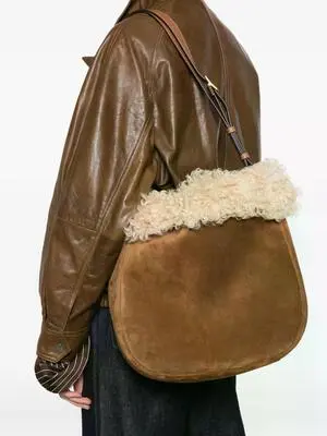 Saint Laurent Shearling-trim Shoulder Bag