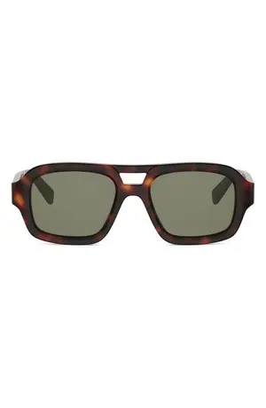 Celine 3 Dots 53mm Pilot Sunglasses - Dark Havana/green