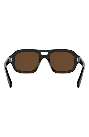 Celine 3 Dots 53mm Pilot Sunglasses - Shiny Black/brown