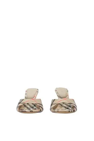 Burberry Check Mews High Heel Sandals - Sand Beige