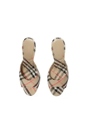 Burberry Check Mews High Heel Sandals - Sand Beige