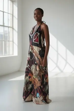 LUNAVERSOUL Machina Afrofuturism Halter Dress