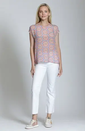 APNY Print Cap-sleeve Shell - Lavender Multi