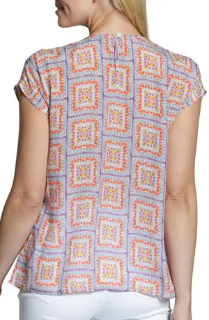 APNY Print Cap-sleeve Shell - Lavender Multi