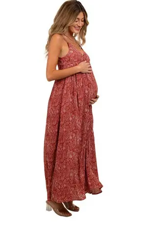 PINKBLUSH Paisley Print Sleeveless Maxi Dress