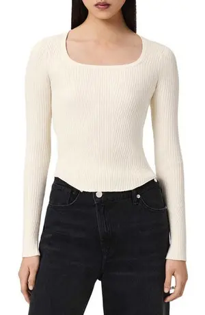 ALLSAINTS Cruz Hera Rib Fitted Sweater - Chalk White