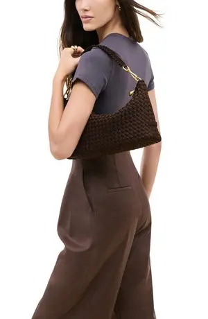 NAGHEDI Small Porto Half Moon Shoulder Bag - Chocolate