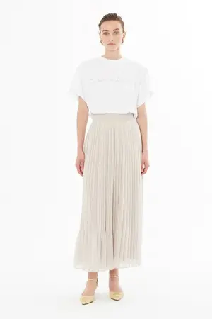 GIZIA High-waist Pleated Chiffon Midi Skirt